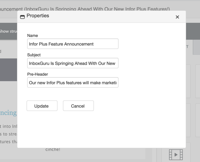Editing Your Template Name, Subject Line and Pre-Header